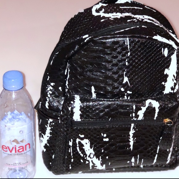 Bags | Black And White Marble Mini Backpack | Poshmark